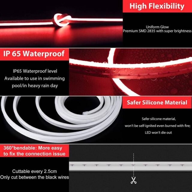Neon Strip Lights Flat Silicone 5 Meter Without Adapter YO45 - Online ...